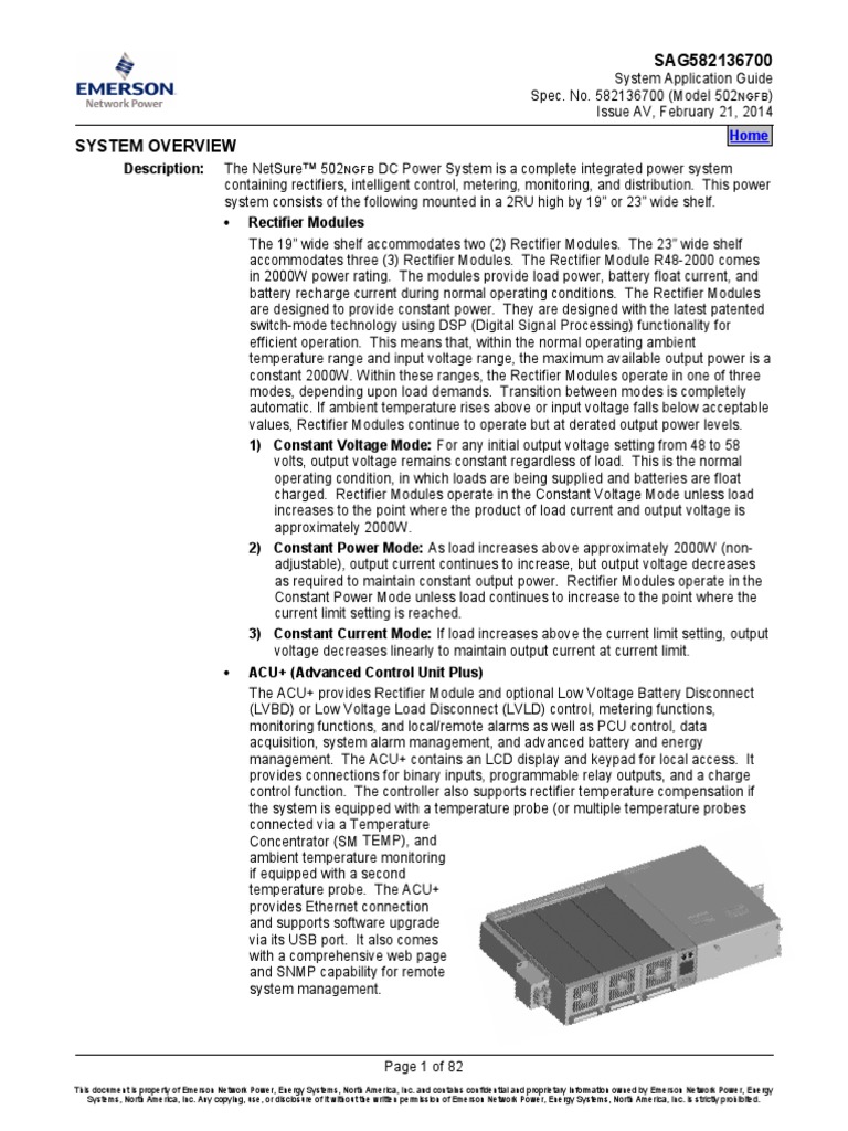NetSure 502 SAG582136700 | PDF | Rectifier | Electric Power System