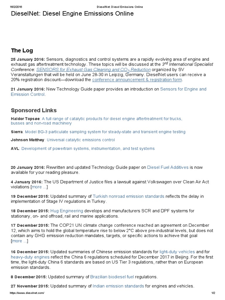 DieselNet: Emission Standards Update | PDF | Emission Standard ...