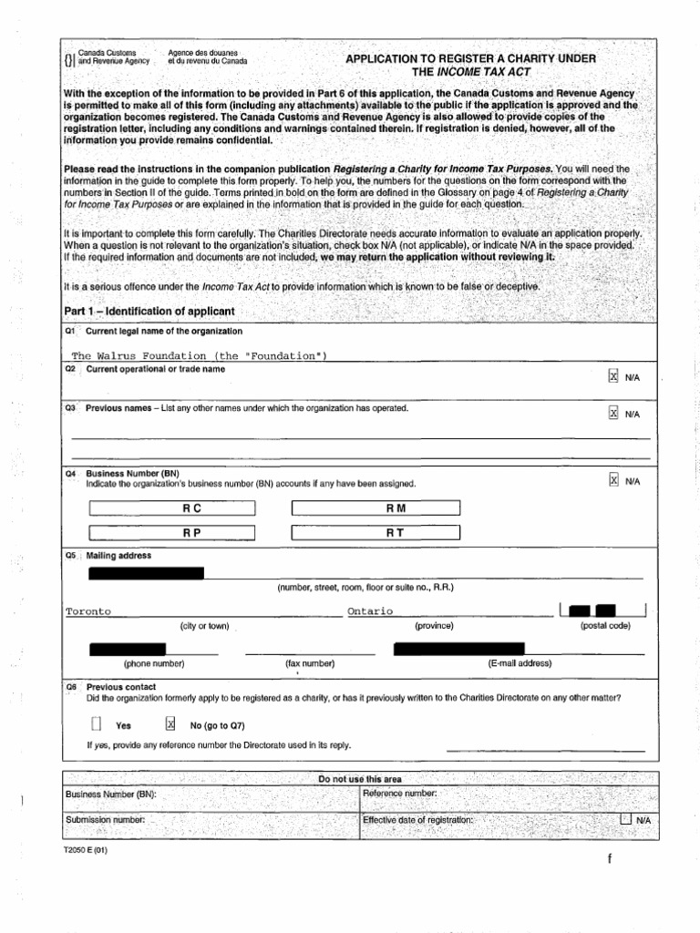 Canada Charity Registration Application Guide | PDF | Charitable ...