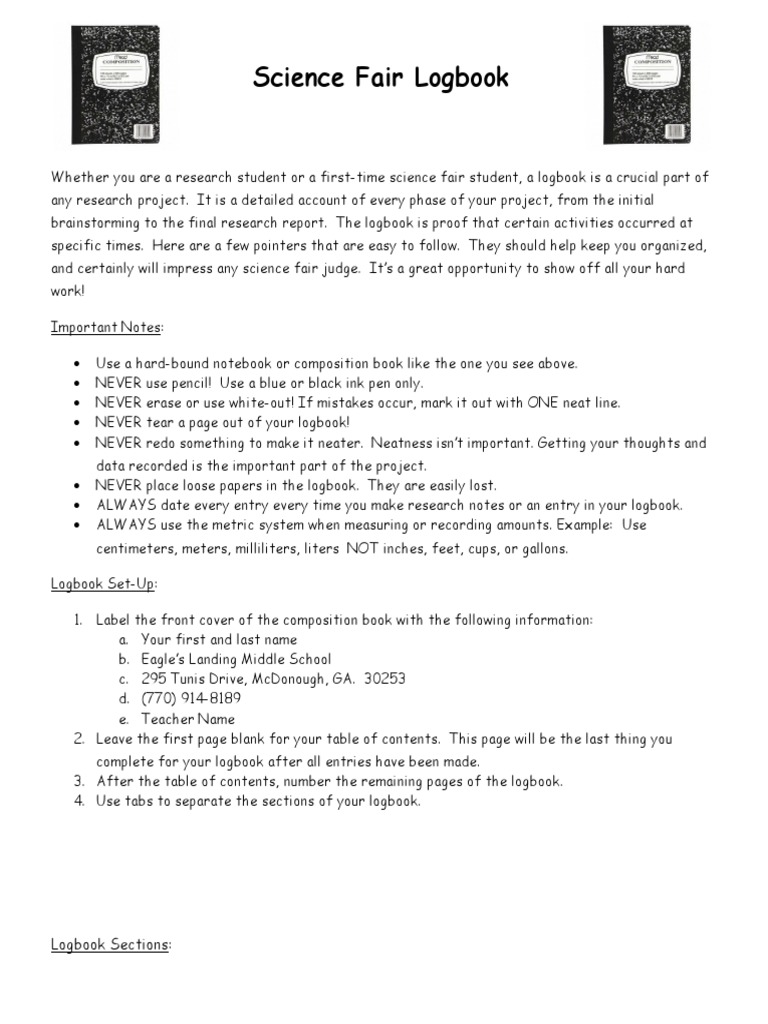 Science Fair Logbook | PDF | Experiment | Citation