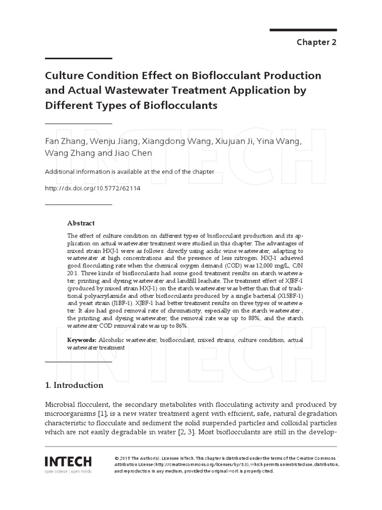 Culture Condition Effect On Bioflocculant Production and Actual ...