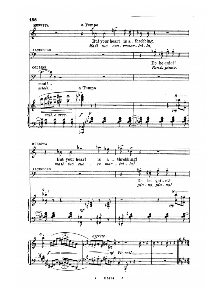 Puccini - Quando Me'n Vo From La Boheme | PDF | Opera | Italian Music