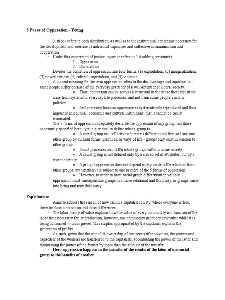 5 Faces of Oppression - Young | Social Exclusion | Social Group