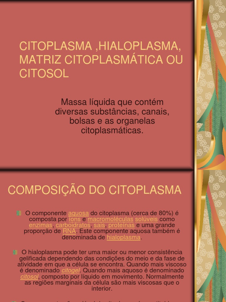 Citoplasma, Hialoplasma | PDF | Citosol | Citoplasma
