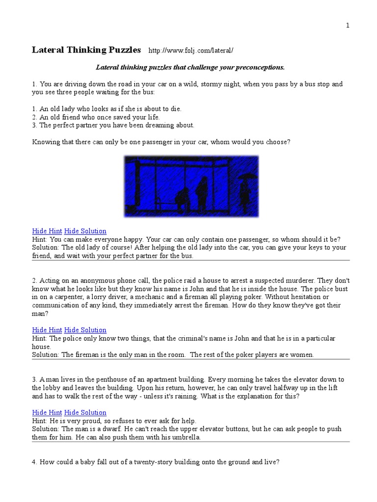 Lateral Thinking Puzzles That Challenge Your Preconceptions | PDF ...