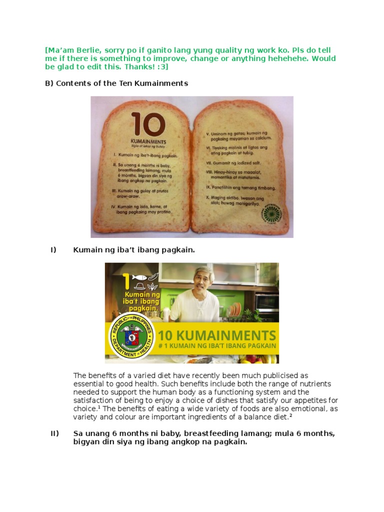 Understanding the 10 Kumainments | PDF | Cardiovascular Diseases | Foods