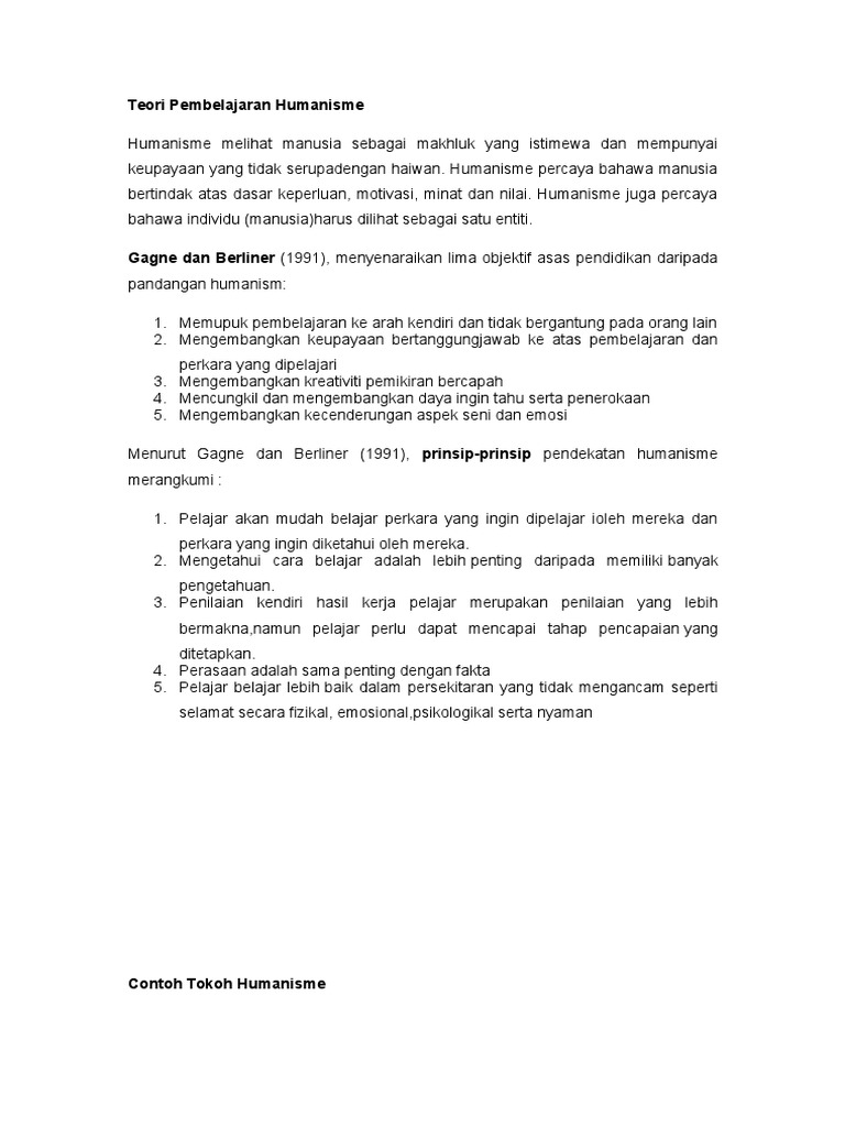 Teori Pembelajaran Humanisme | PDF