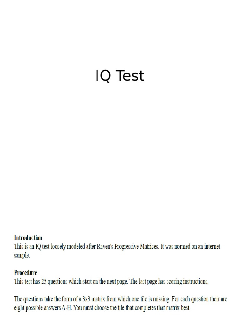 IQ Test | PDF