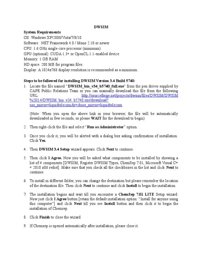 DWSIM Installation Guidelines | PDF | Installation (Computer Programs ...