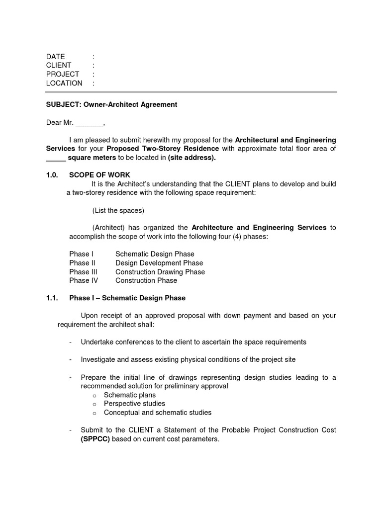 Architect Client Agreement | PDF | Architect | General Contractor