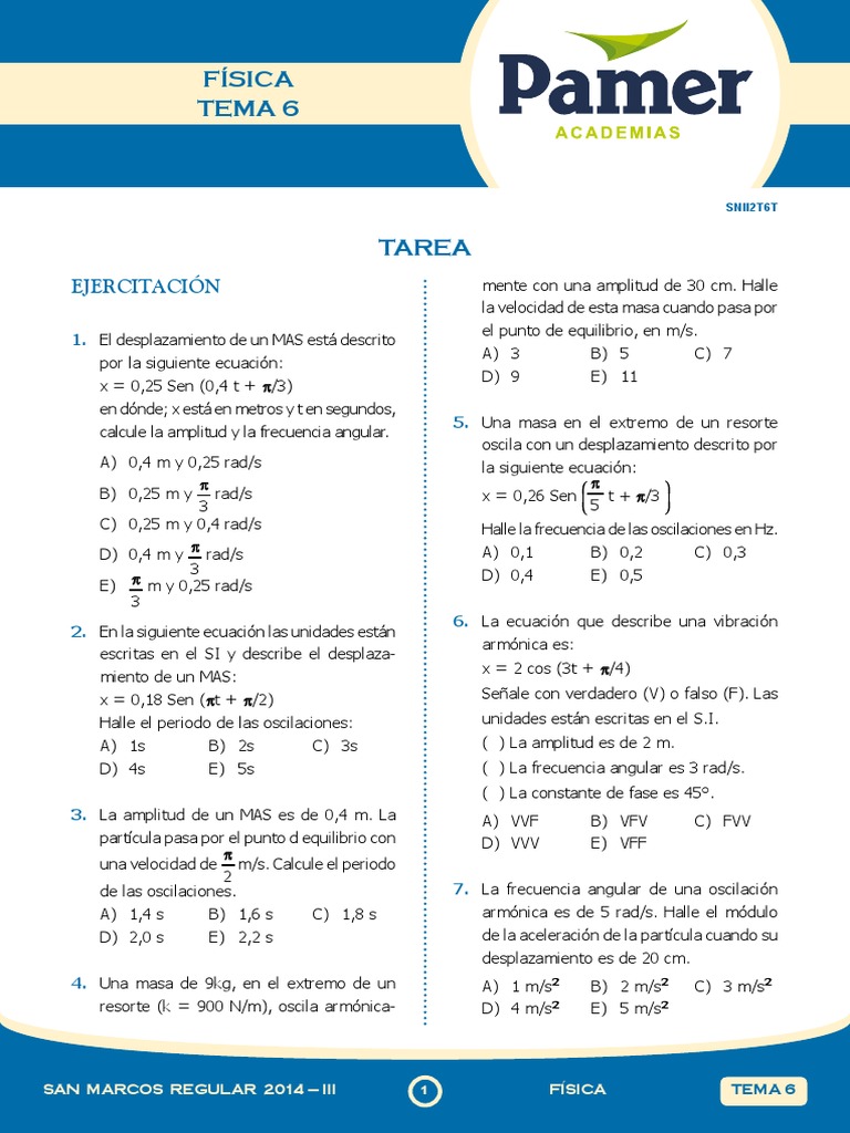 Fisica Tarea Sem 6 PDF | PDF | Péndulo | Fenomeno fisico