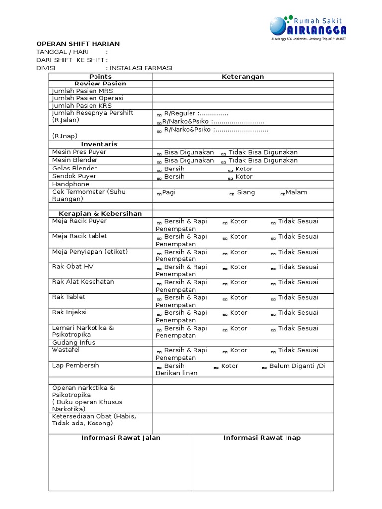 Operan Shift Harian | PDF