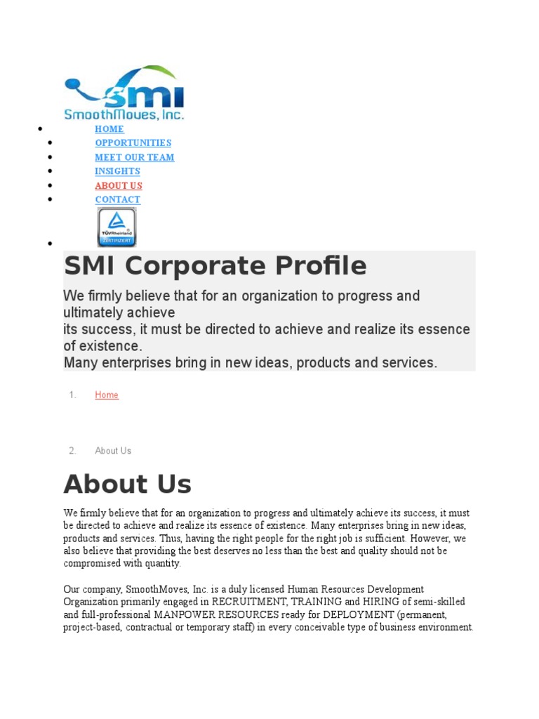 SMI Corporate Profile: Home Opportunities Meet Our Team Insights ...
