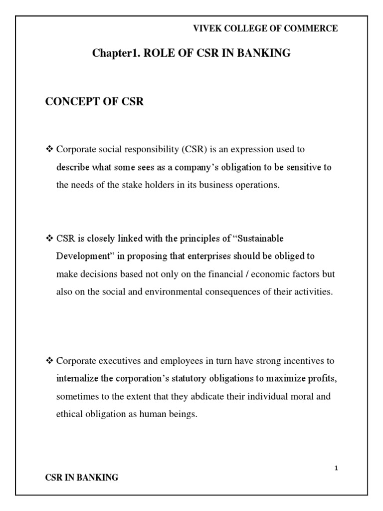 CSR in Banking | PDF | Corporate Social Responsibility | Banks