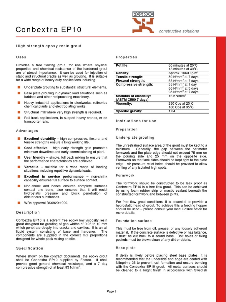 Conbextra EP10 | Epoxy | Strength Of Materials