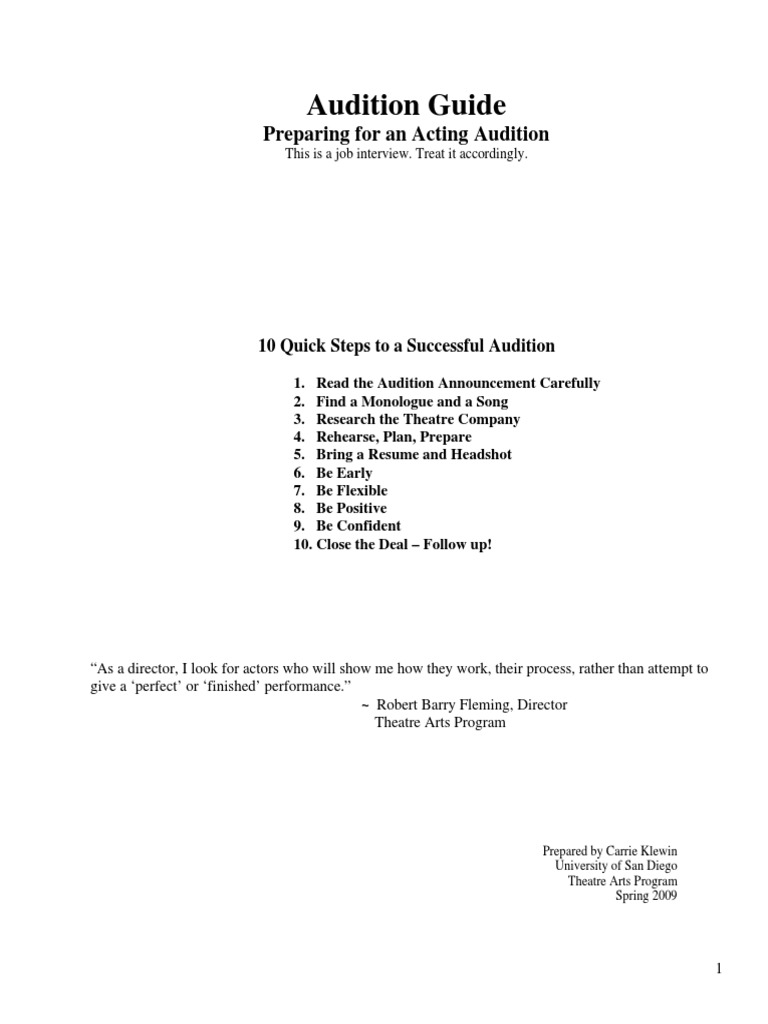Preparing For An Acting Audition | PDF | Audition | Monologue
