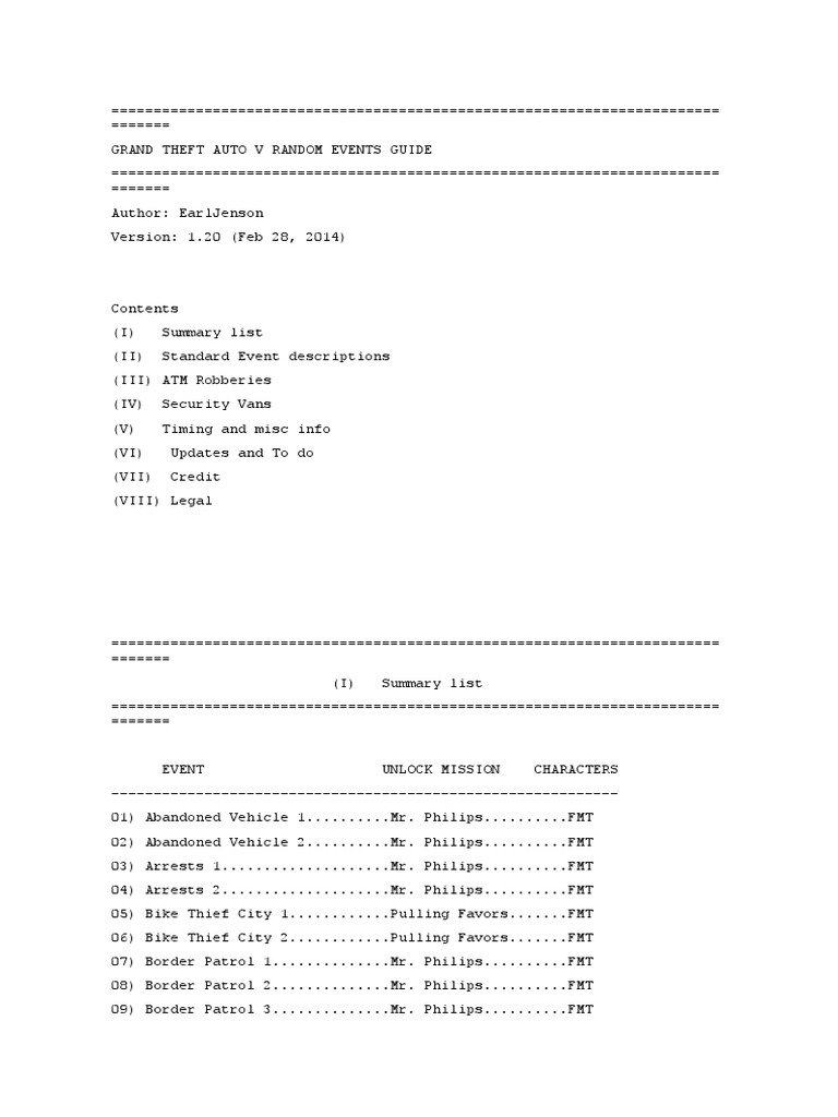 GTA V - Random Events Guide | PDF | Gunfighter | Theft