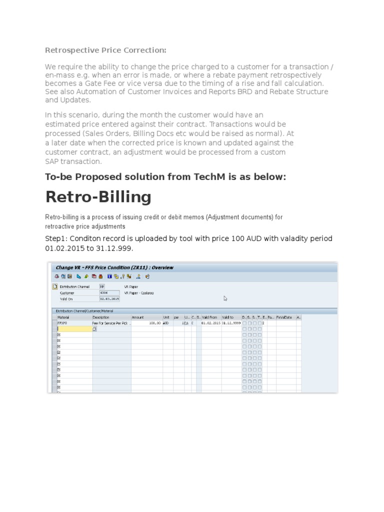 Retro Billing in SAP | PDF | Invoice | Service Industries
