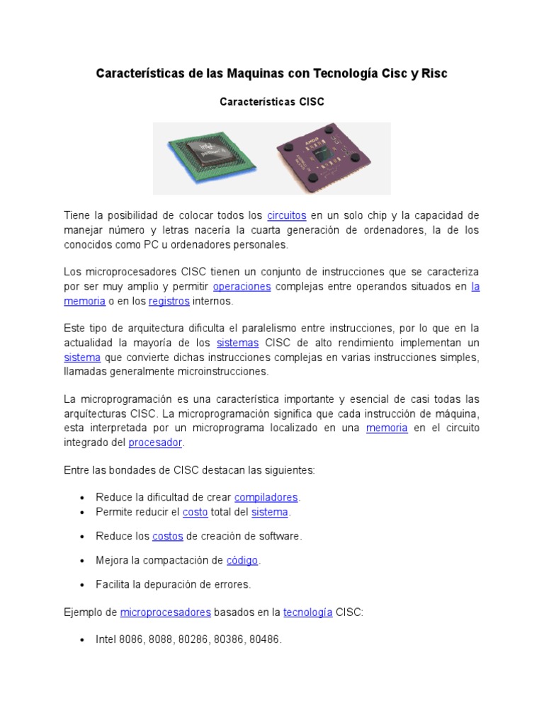 Características de Las Maquinas Con Tecnología Cisc y Risc | PDF ...