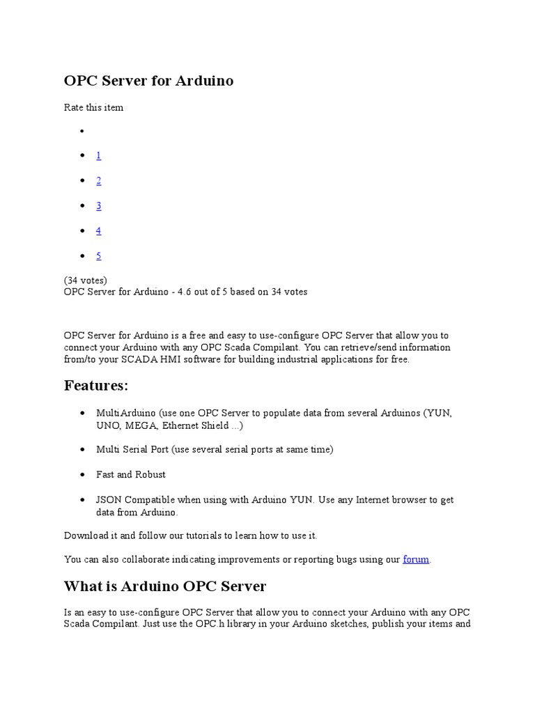OPC Server For Arduino | PDF | Scada | Information Technology