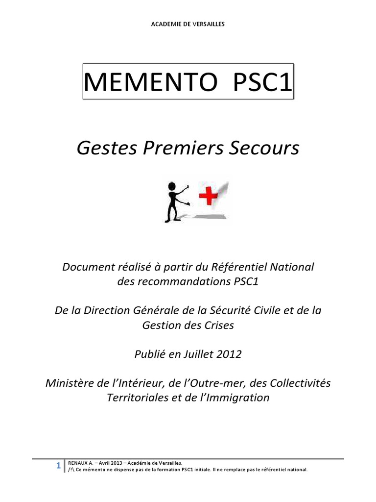 Memento PSC1 | PDF | Brûlure | Plaie