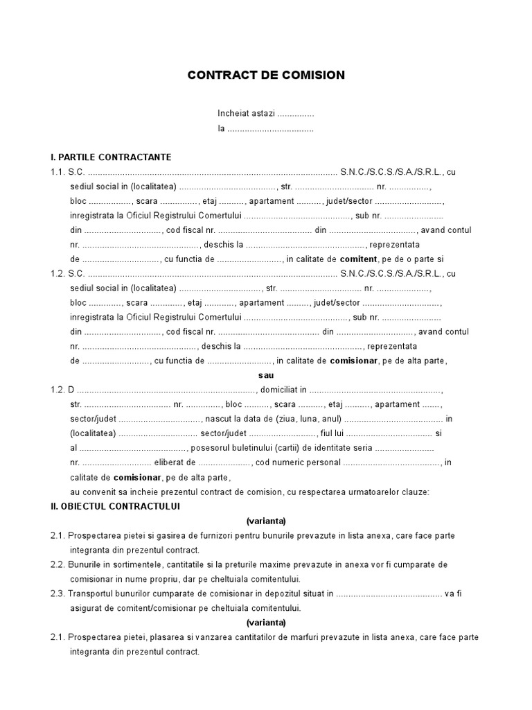 Model Contract de Comision | PDF