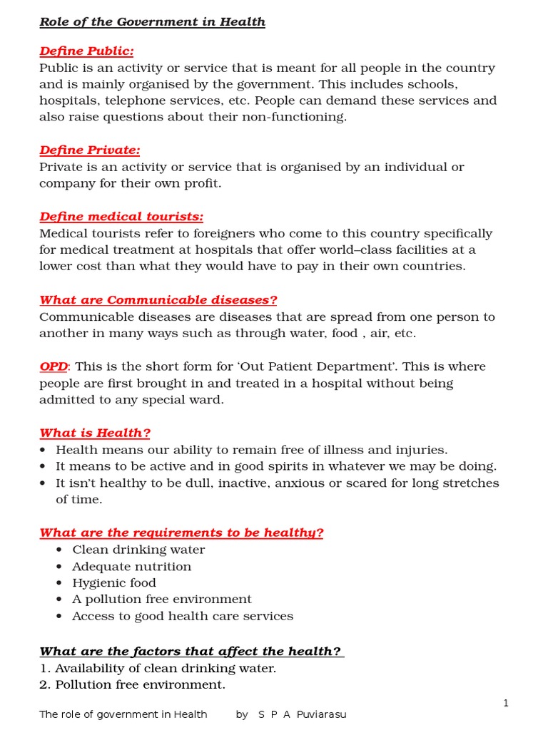 Role of the Government in Health | Health Care | Public Health