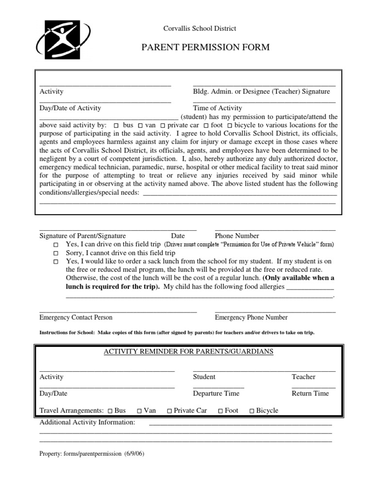 School Permission Slip | PDF