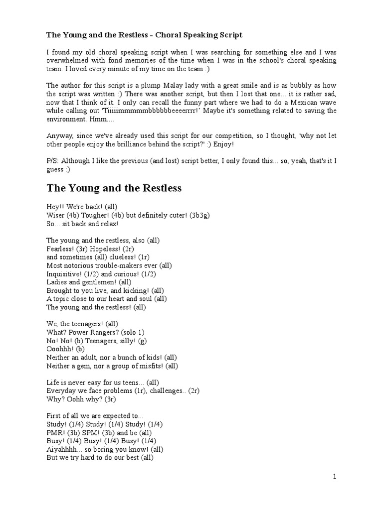 Choral Speaking | PDF