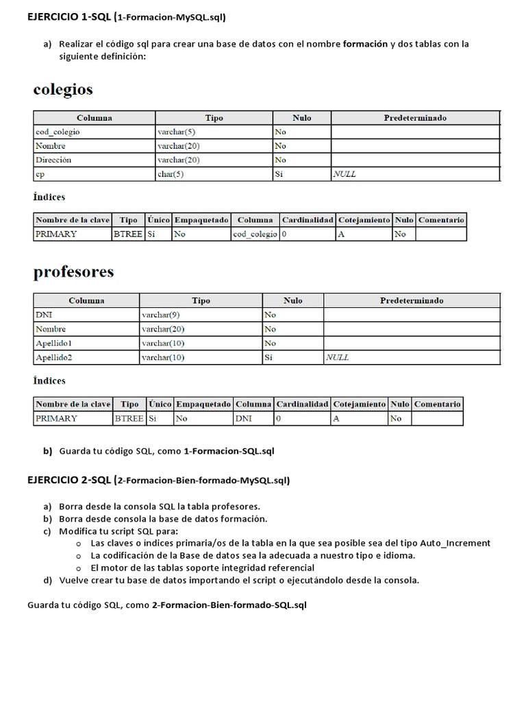 Ejercicios Ejercicios Modelo ER Con MySQLModelo ER Con MySQL-Alumnos | PDF | SQL | Tabla (base ...