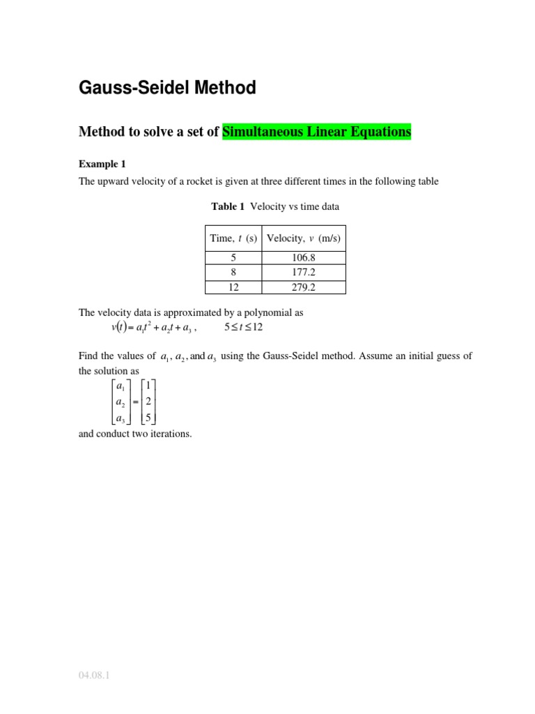 Gauss Seidel | PDF | Algorithms | Applied Mathematics