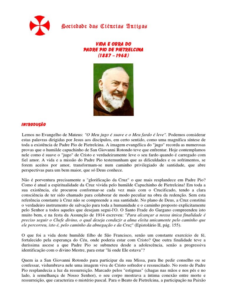 Padre Pio | PDF | Missa (liturgia) | Oração