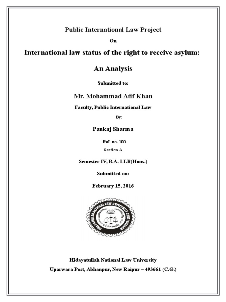 Public International Law Project | PDF | Refugee | Treaty