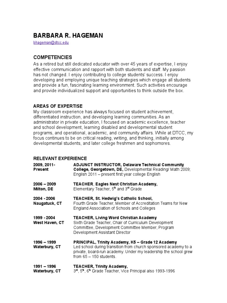 Barbara Resume | PDF | Teachers | Secondary School