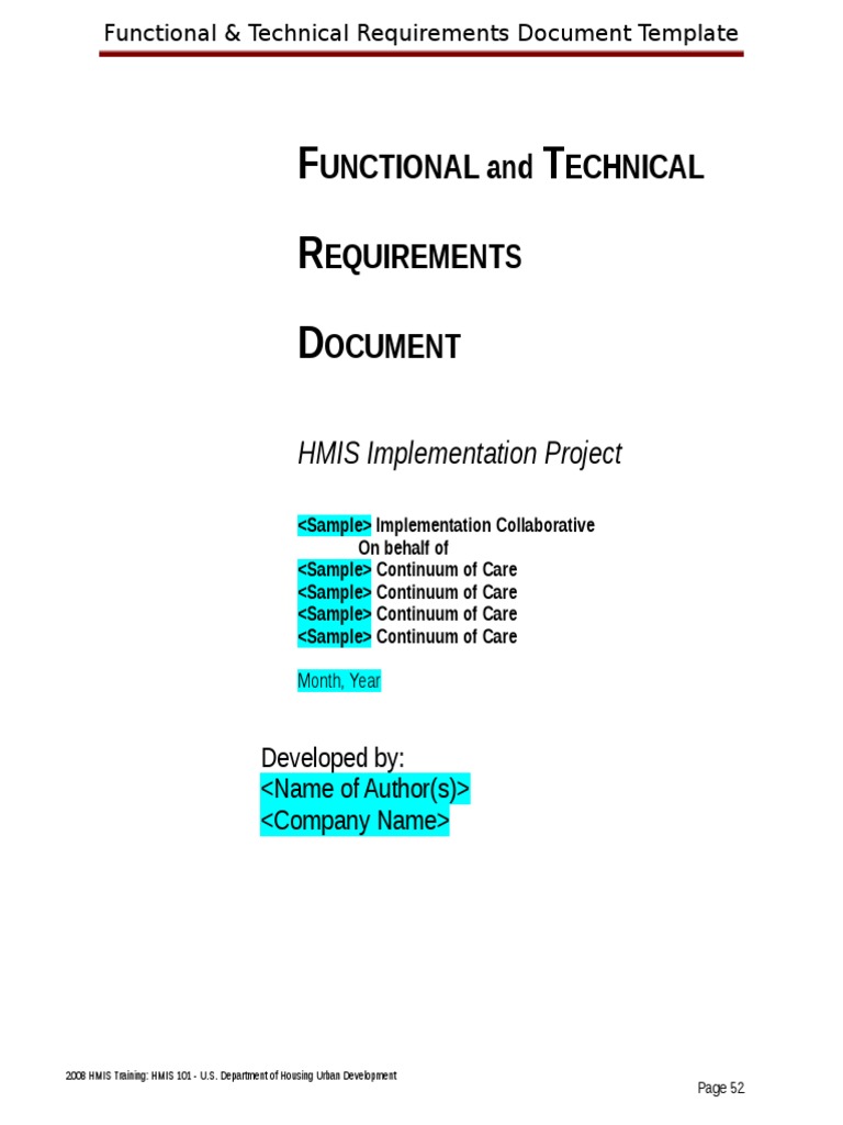 Functional and Technical Requirements Template | PDF