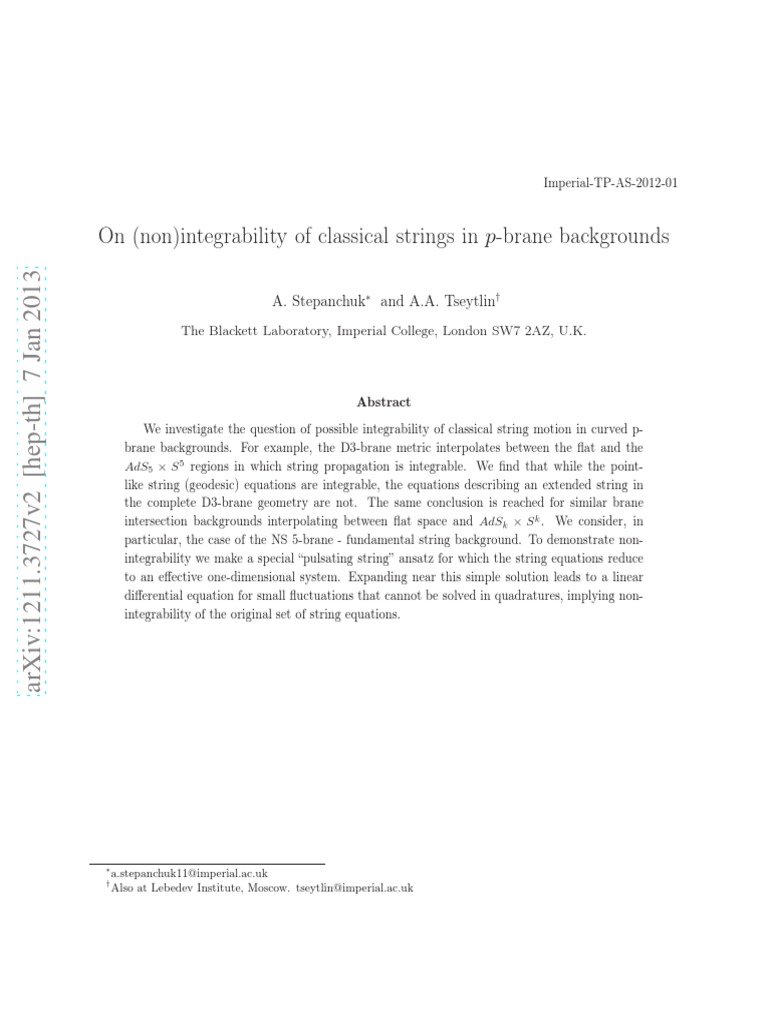 On (Non) Integrability of Classical Strings in P-Brane Backgrounds ...