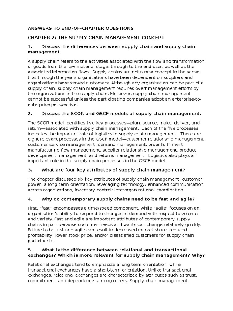 Supply Chain Question | PDF | Supply Chain Management | Supply Chain