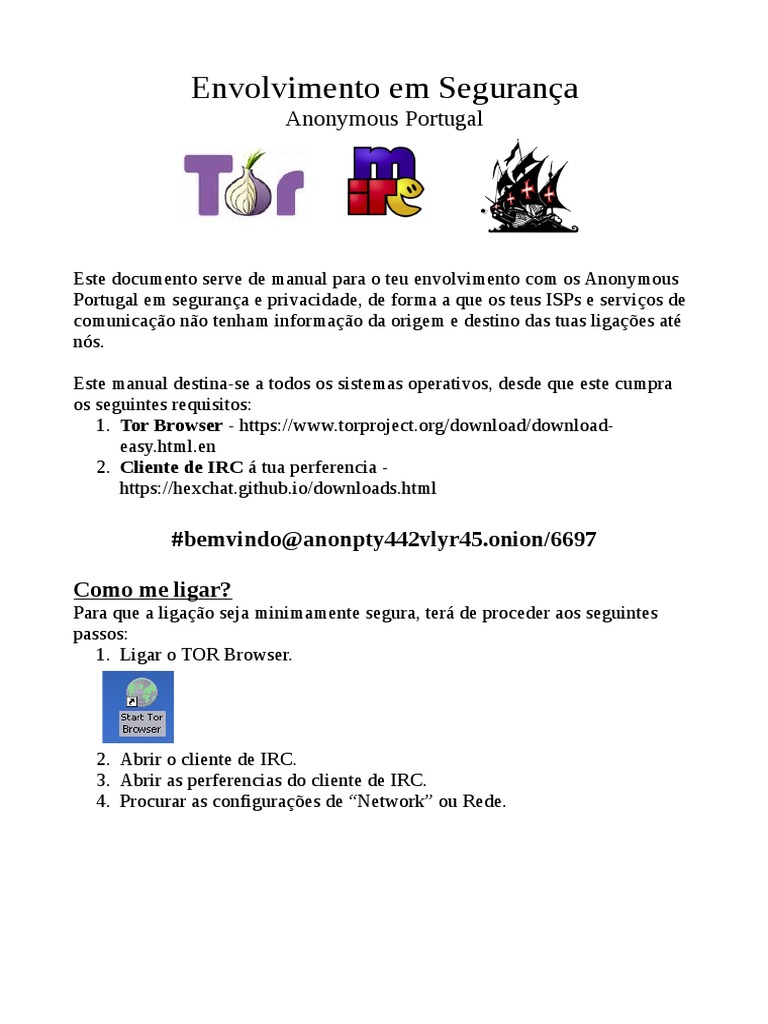 Tutorial Rede de IRC Anonymous Portugal | PDF