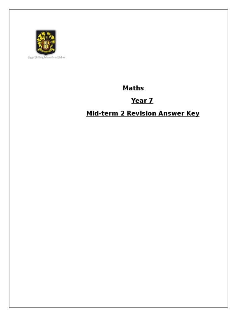 Year 7 Maths Revision Answer Key | PDF | Rectangle | Teaching Mathematics