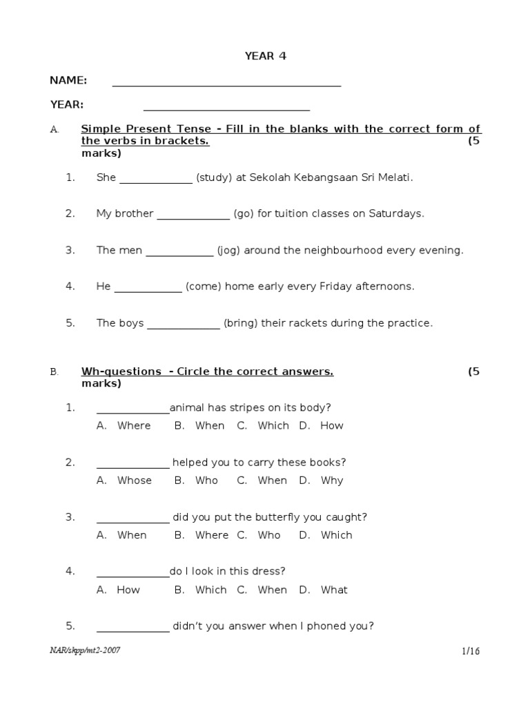 English Year 4 | PDF | Tooth