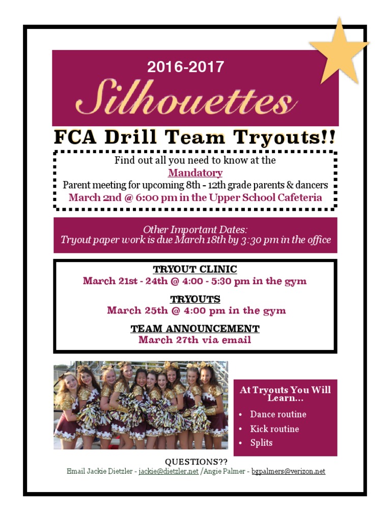 FCA Drill Team Tryout Details 2023 | PDF