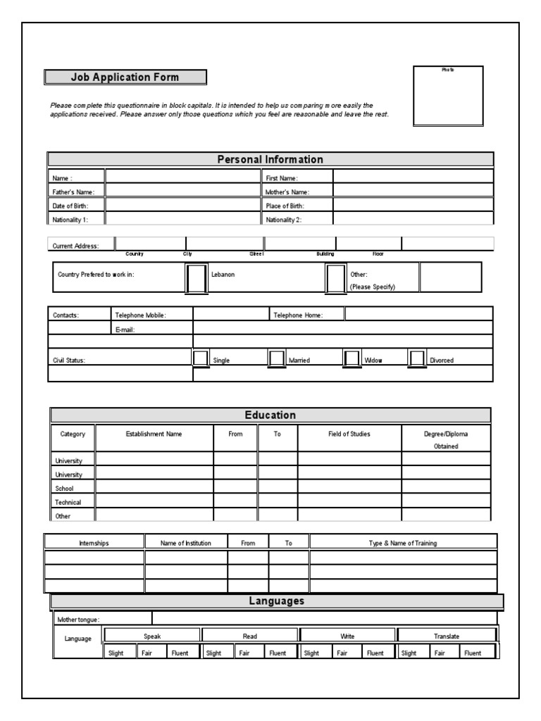 Job Application Form: Country City Street Building Floor | PDF | Employment