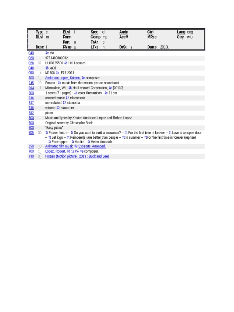 Frozen Piano Score Collection | PDF