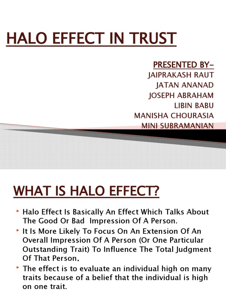 Halo Effect in Trust: Presented by | PDF | Correlation And Dependence ...
