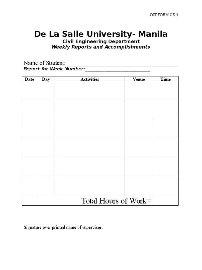 DLSU OJT Form | PDF