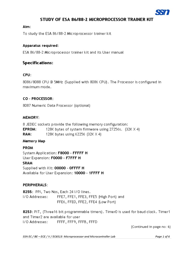 8086 Microprocessor Trainer Kit Overview | PDF | Input/Output ...