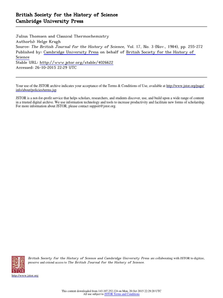 Julius Thomsen and Thermochemistry Insights | PDF | Heat | Chemical Bond