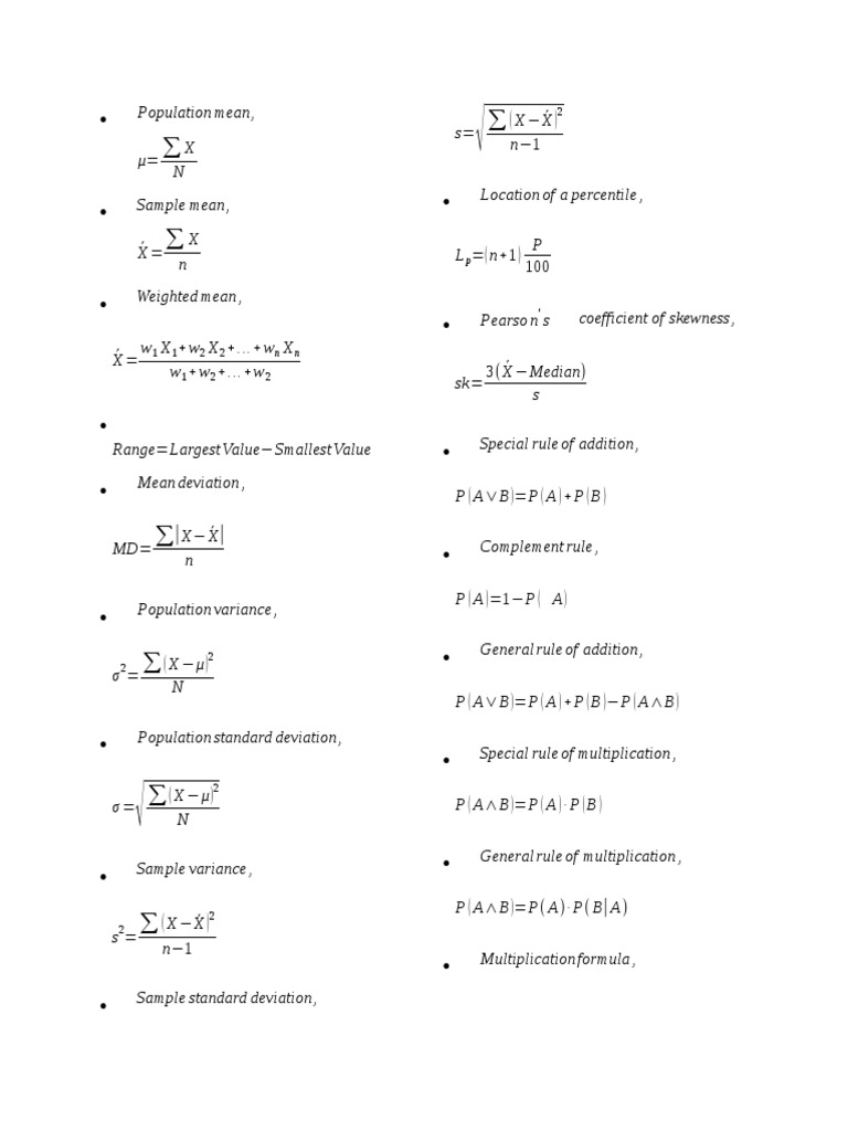 Formula Add Math | PDF | Standard Deviation | Errors And Residuals