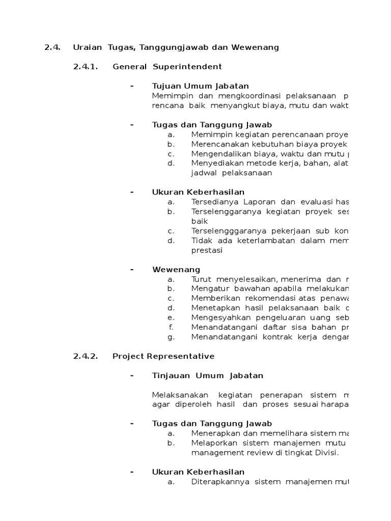 3.6. Contoh Uraian Tugas, Tanggung Jawab, Dan Wewenang | PDF