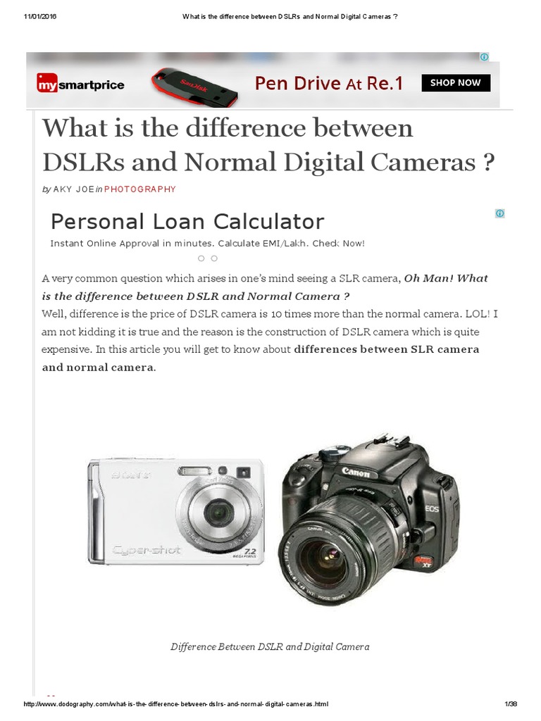What Is The Difference Between DSLRs and Normal Digital Cameras - PDF ...